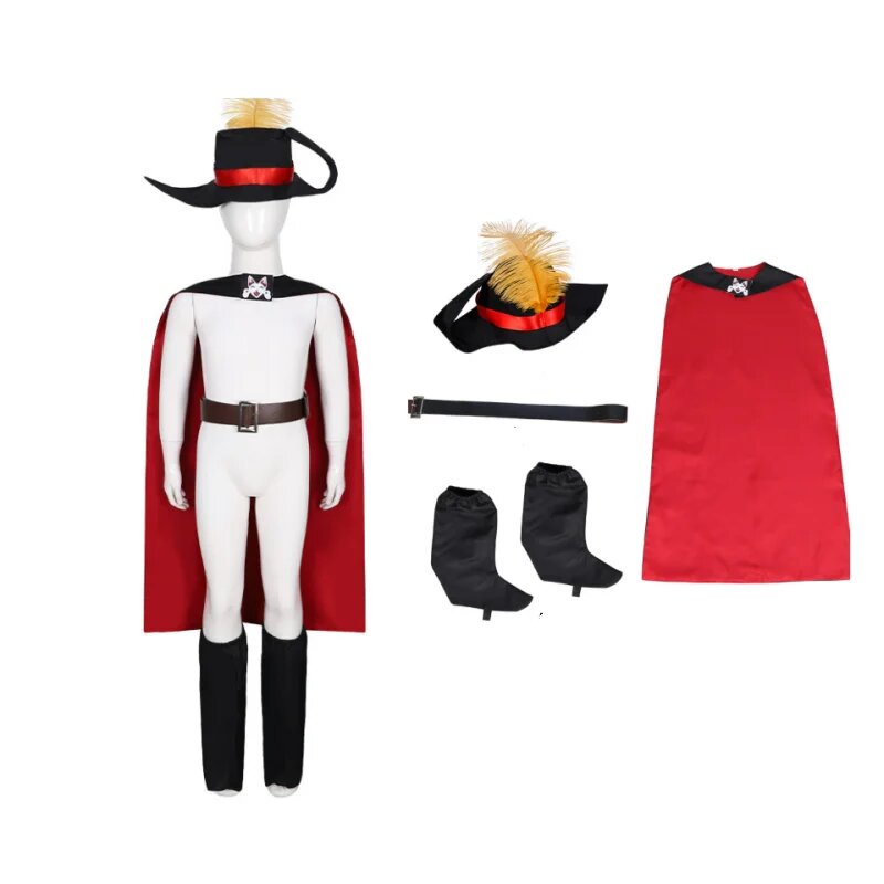 Костюм Кота в сапогах, полиэстер Красный, M, Red 4pcs