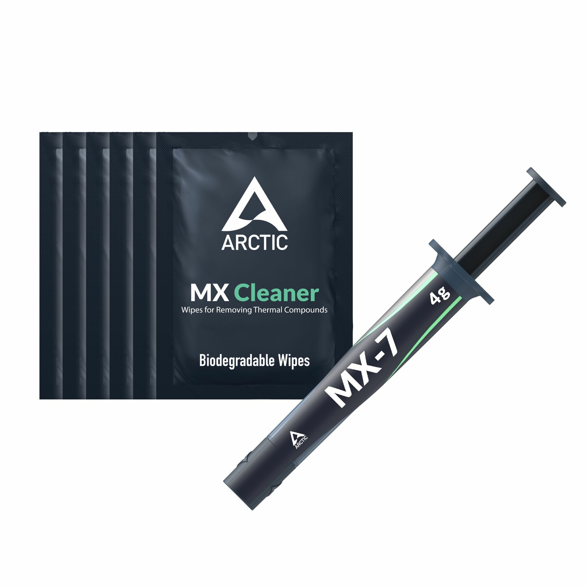 Термопаста Arctic MX-7, 4 грамма (ACTCP00092A) с салфетками для снятия термопасты MX Cleaner 6 штук