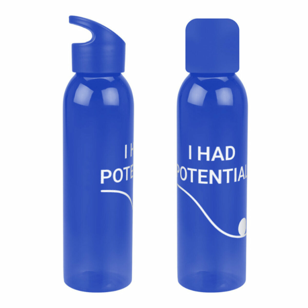 Бутылка для воды «с надписью i had potential» (синий)
