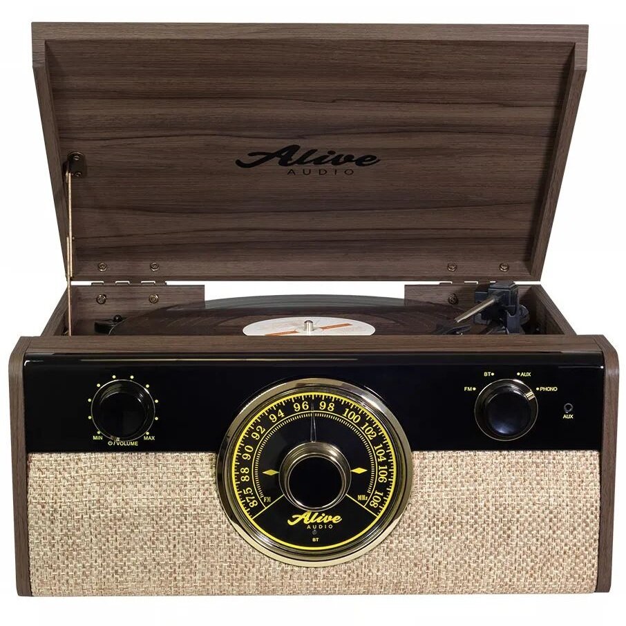Виниловый проигрыватель Alive Audio Fusion Dark Wood Bluetooth & FM Vinyl Record Player FSN-01-DW