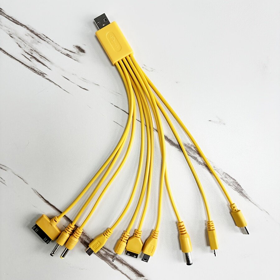 Многофункциональный кабель для зарядки USB 10-в-1, один на десять, желтый утолщенный