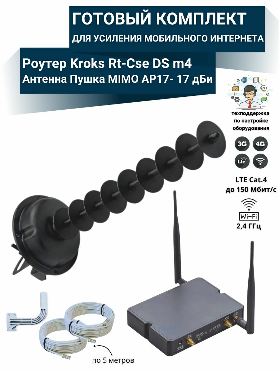 Интернет 4g на дачу для дома роутер Kroks Rt-Cse DS m4 с антенной Пушка Yagi MIMO AP17-1800F