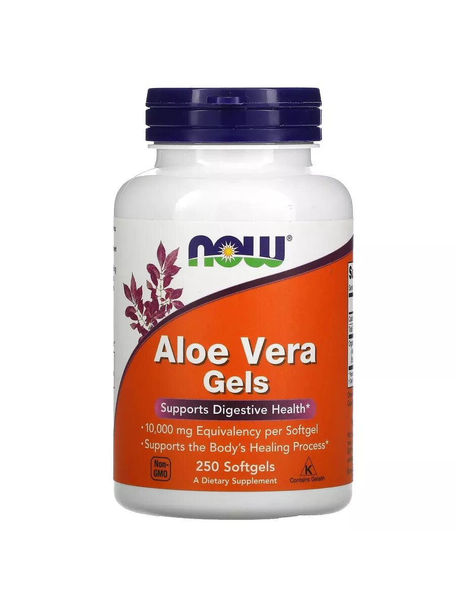 NOW, ALOE VERA, Алоэ вера, 250 капсул для пищеварения (50 мг в 1 капсуле)
