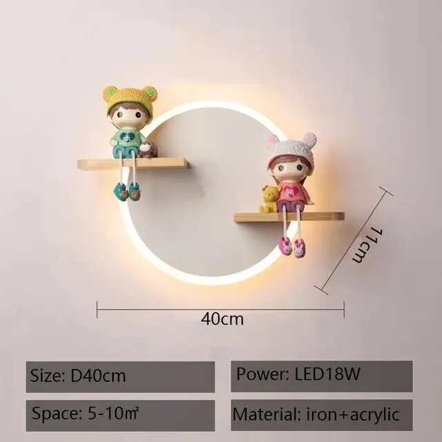 WINLAMS Настенный светильник, LED, 18 Вт, Круглый, 40 см, 11 см, с фигурками