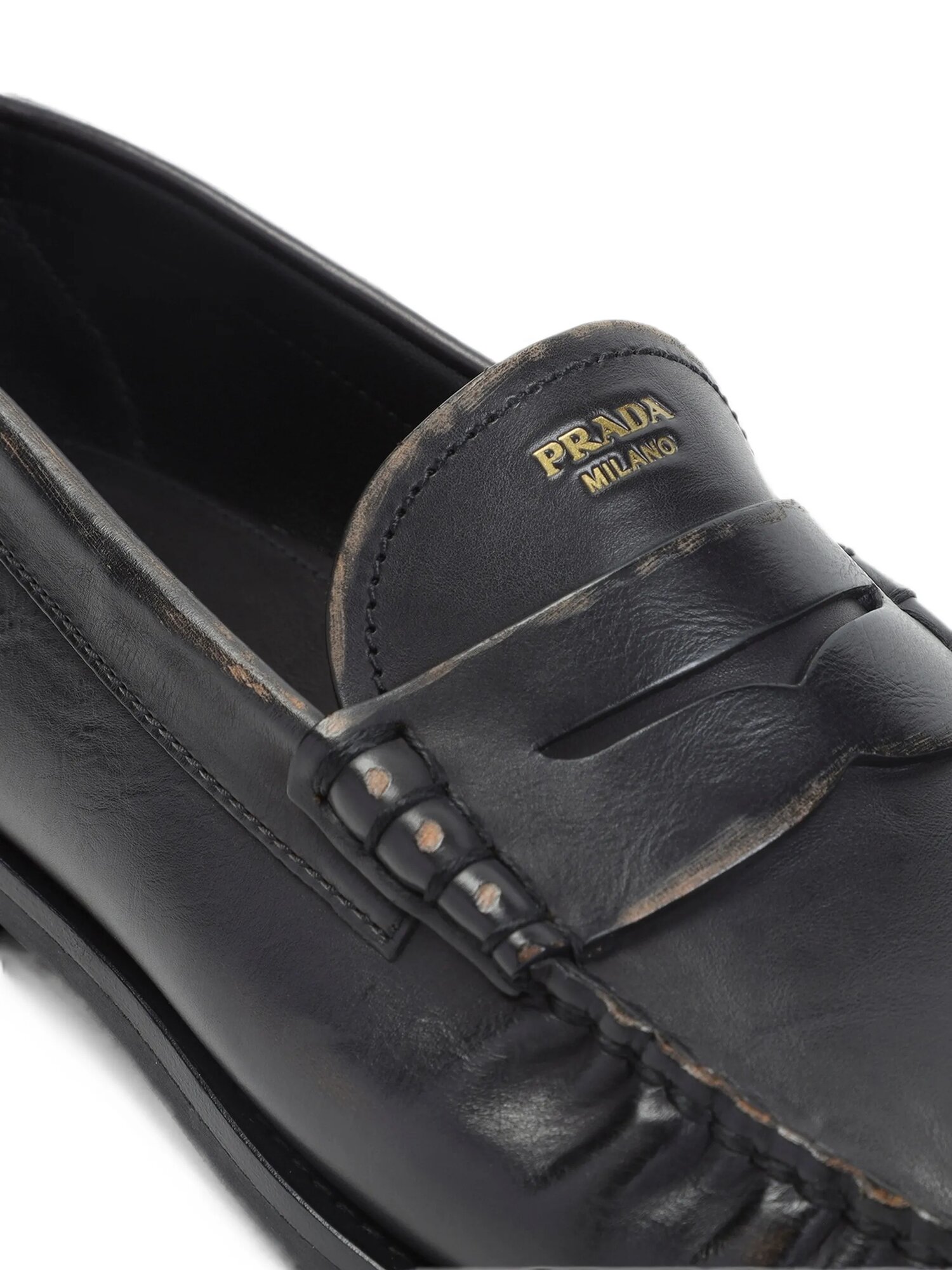 Лоферы Prada Antiqued leather loafers, размер 9.5 UK — фото 1