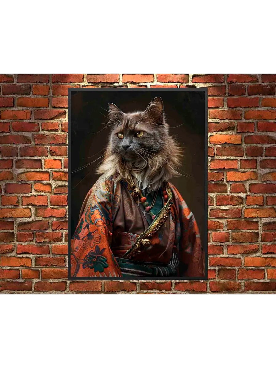 Балийский кот Самурай 1, Плакат 30x42см