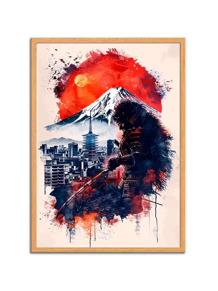 Дикобраз-животное-самурай 2, Плакат 30x42см