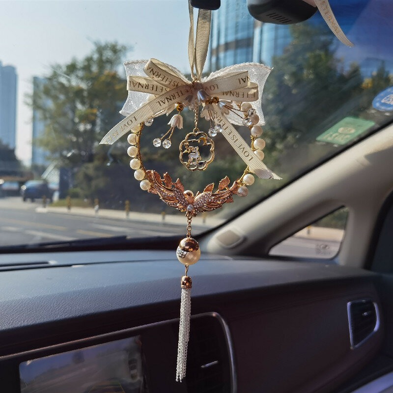 Лилия Олень Автомобильный Висячий Подвесной Аксессуар для Зеркала Заднего Вида Бежевый Цвет