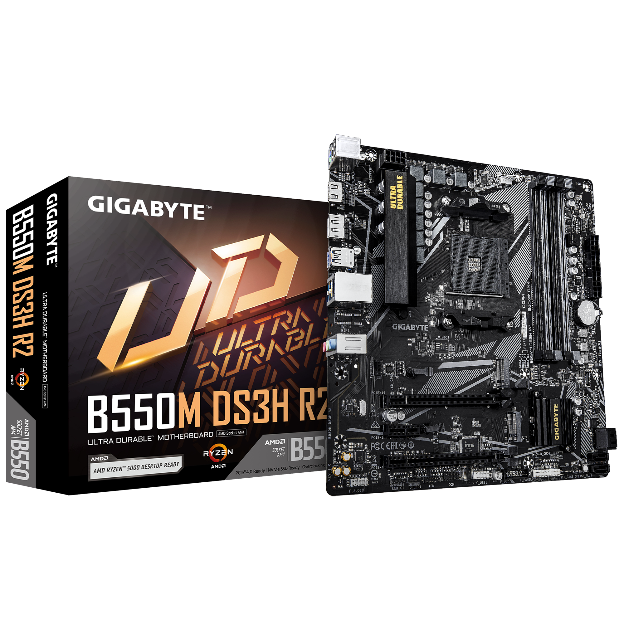 Материнская плата Gigabyte B550M DS3H R2, AM4, DDR4, mATX, RTL
