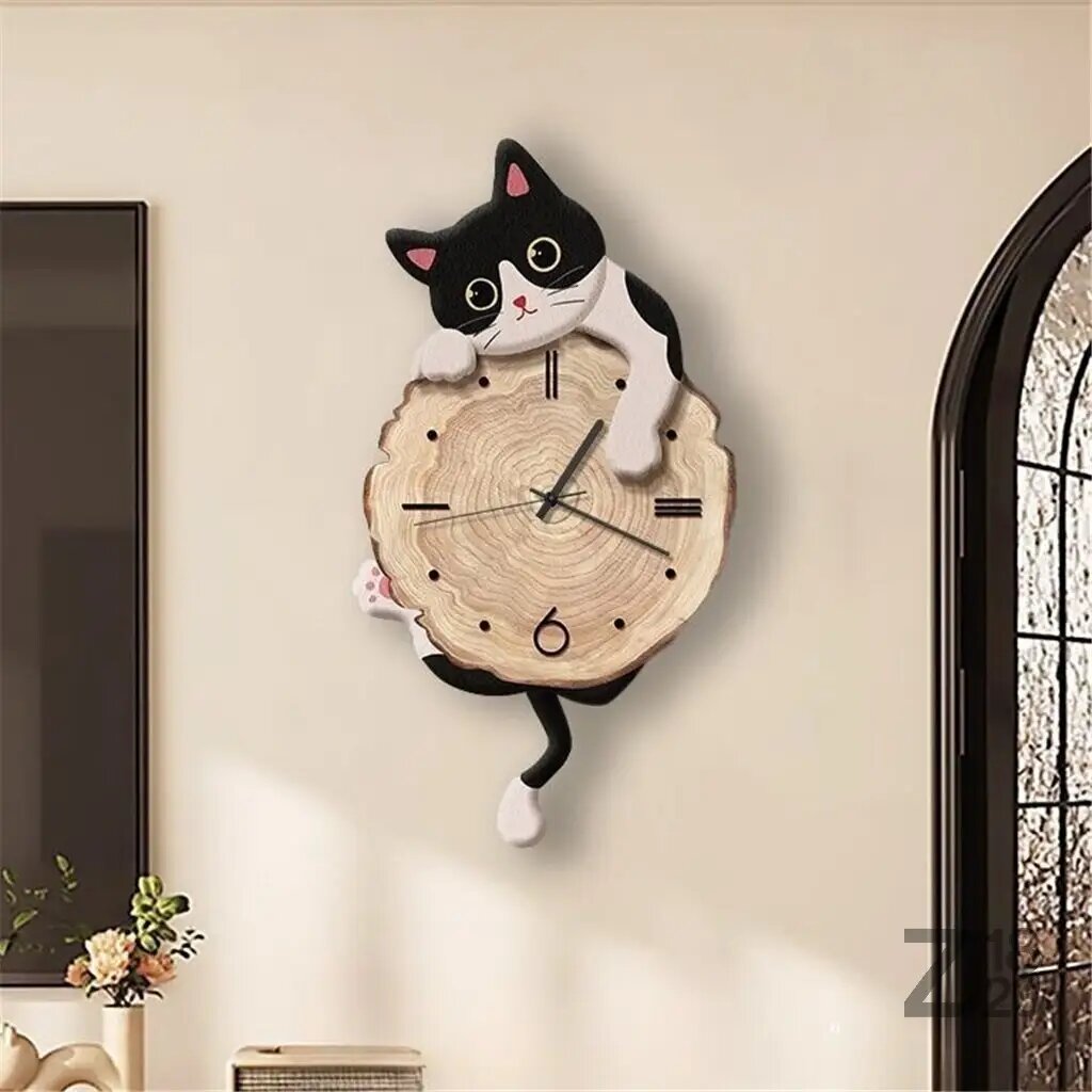 Настенные часы "CAT", 50 см х 28 см Сменная батарея Цифры + отметки