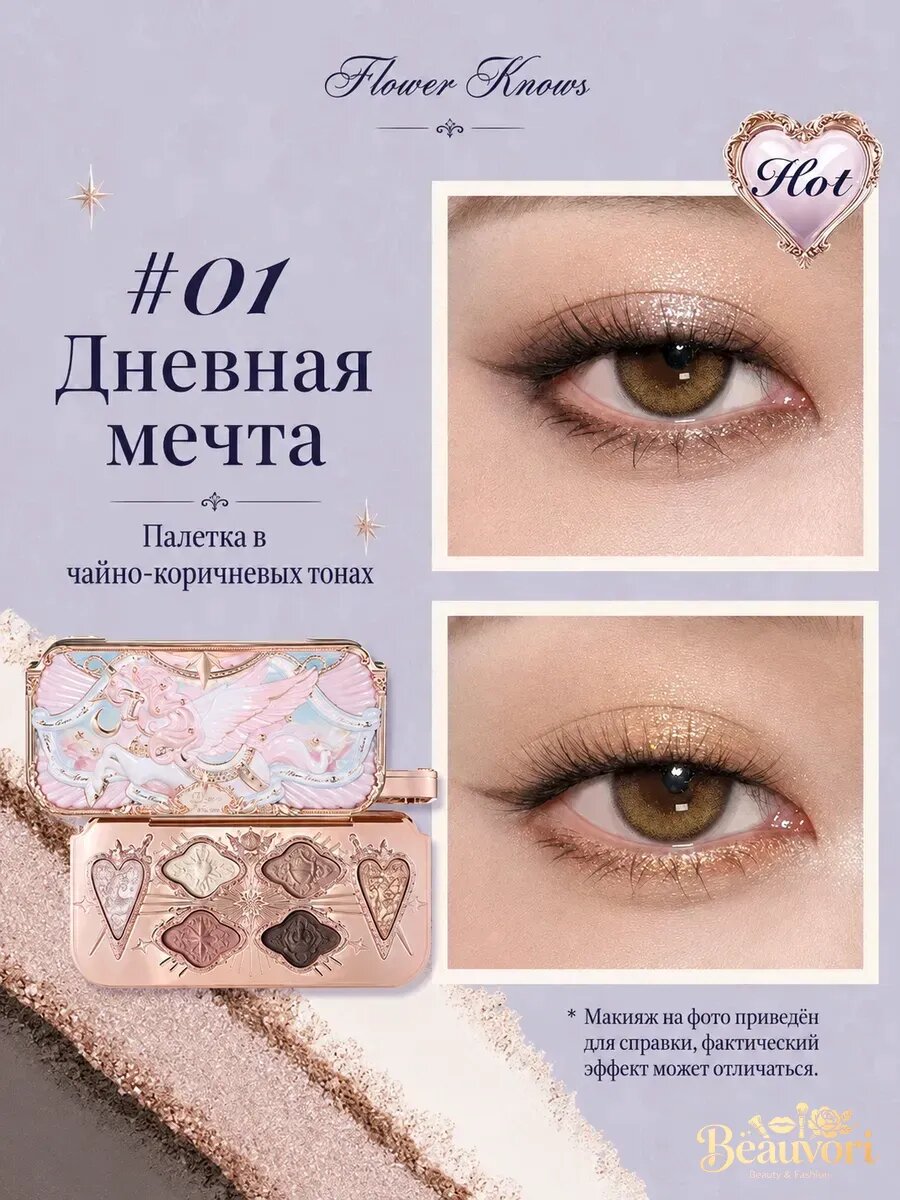 Flower Knows Knight Unicorn атласная палетка теней для век