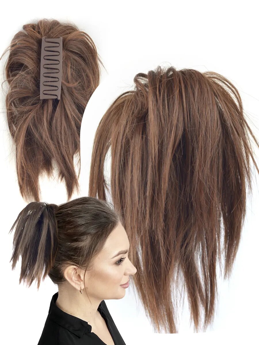Короткий хвост-шиньон на крабе. ~ из японских премиальных волос t°Hair