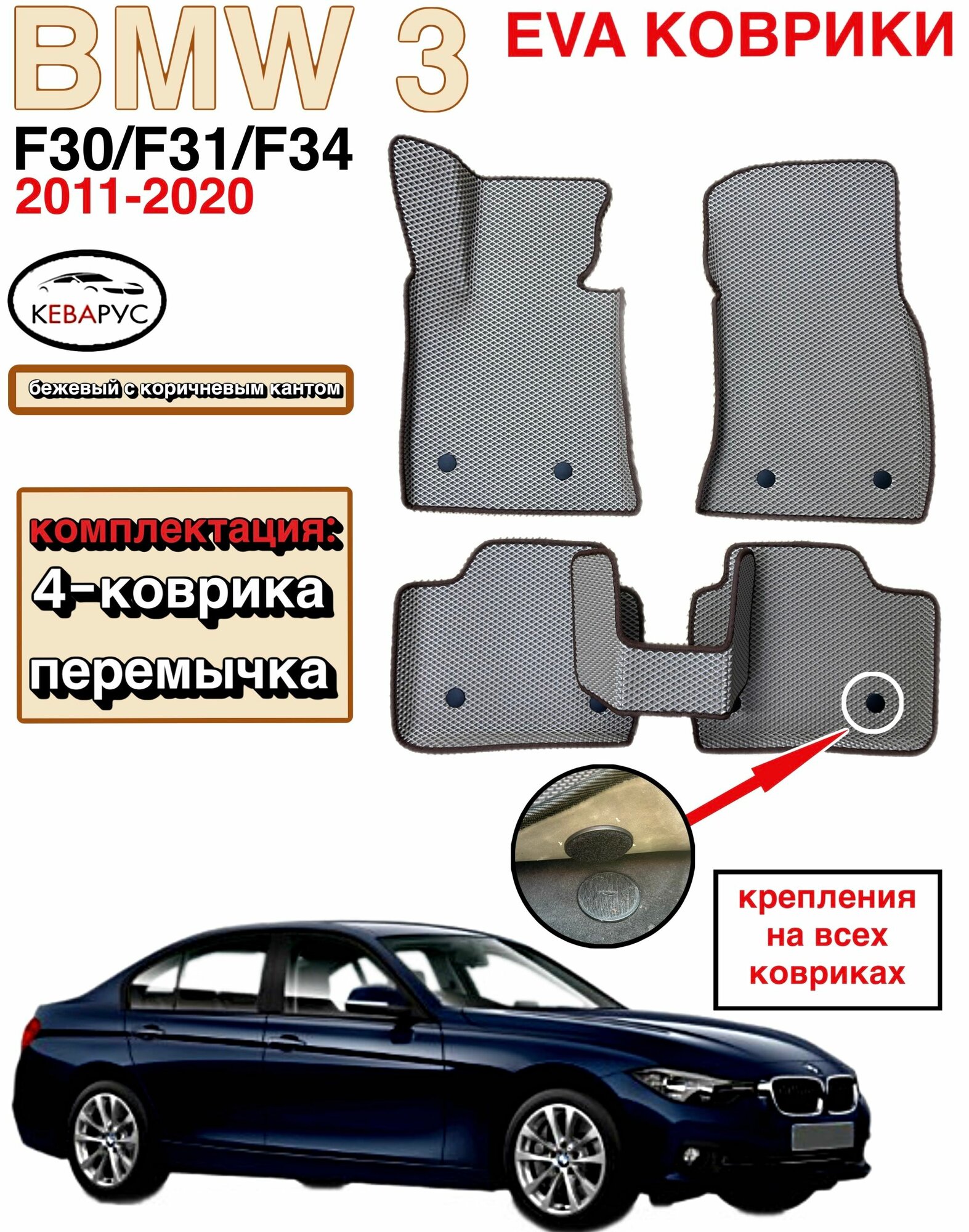 Комплект EVA с бортами для BMW 3 (F30/F31/F34) 2012-2019г./БМВ 3.
