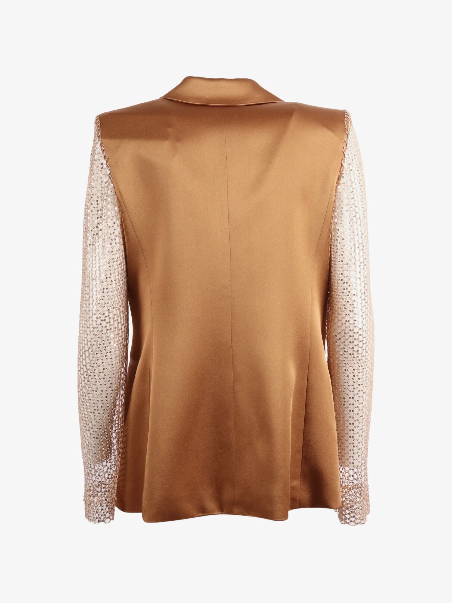 Куртка Clips Sequin-embellished mesh-sleeve jacket, размер 46, brown — фото 1