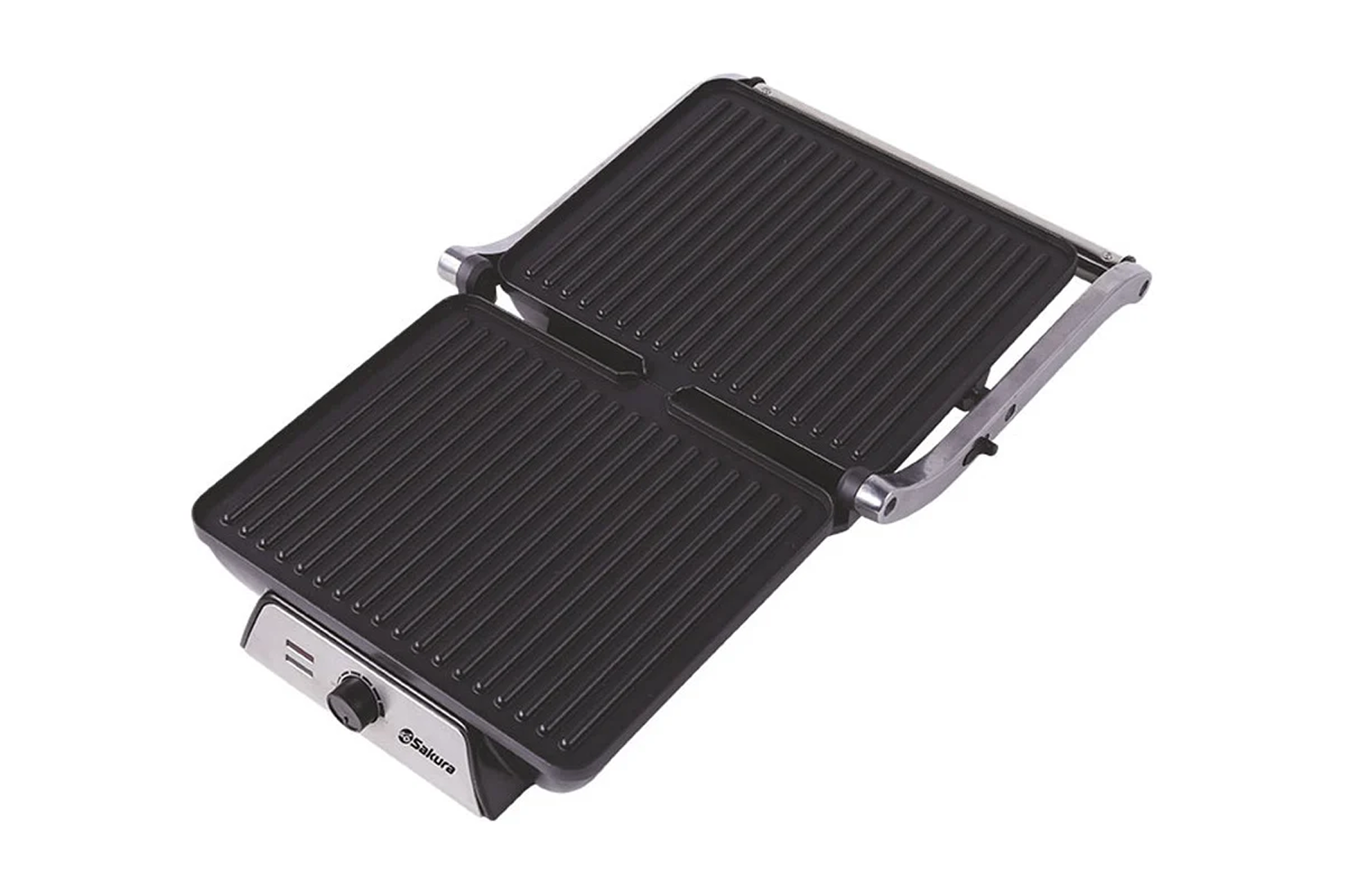 Электрогриль Sakura SA-7662, 2000W, антипригарный, комбинированный корпус, серебристо-черный — фото 1