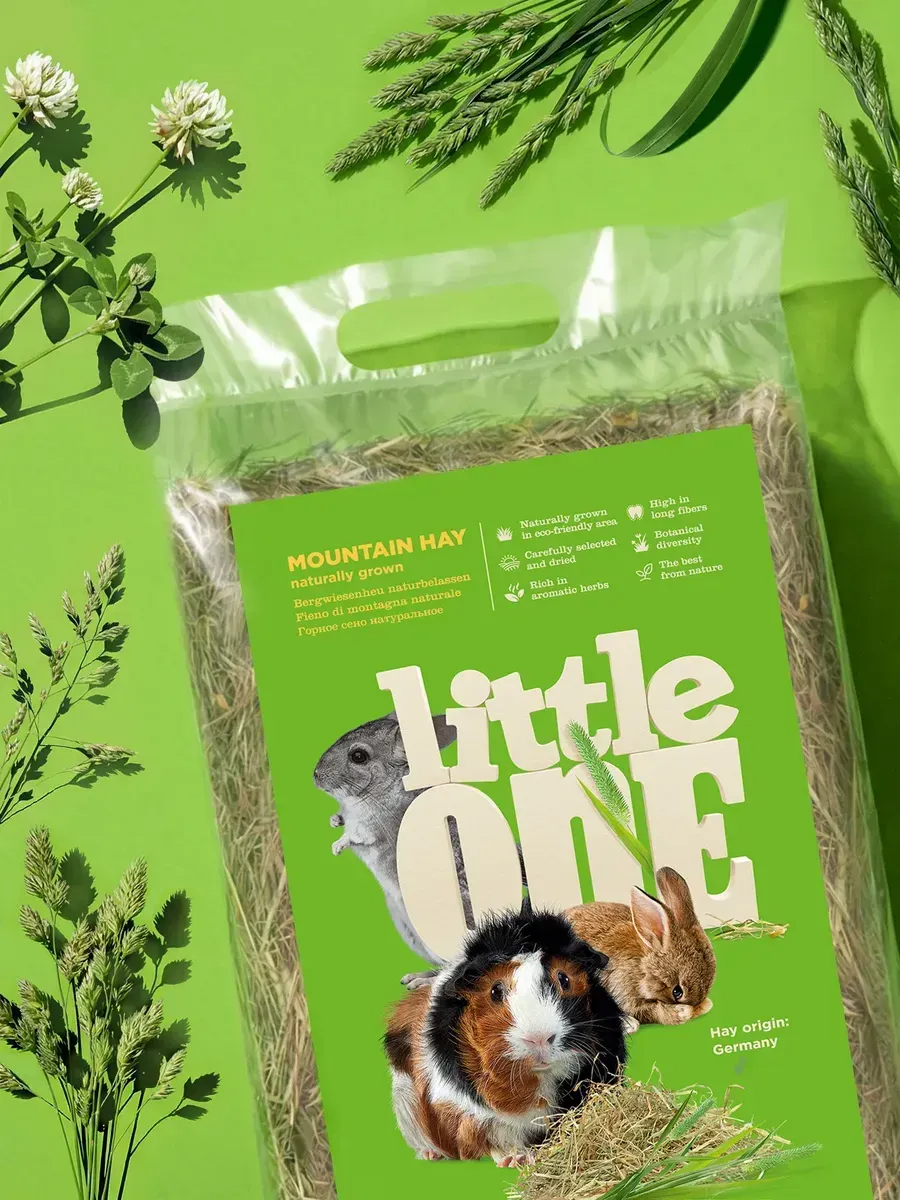 Сено LITTLE ONE горное непрессованное для всех видов грызунов, 1 кг