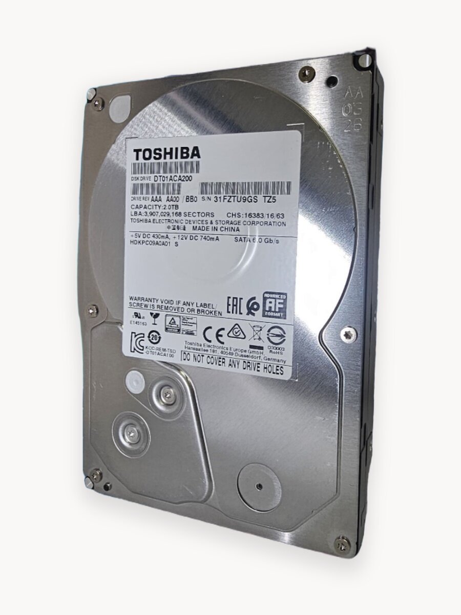 Жесткий диск Toshiba Deskstar DT01ACA200, для настольных ПК, 2ТБ, 7200RPM, 6 ГБ/с