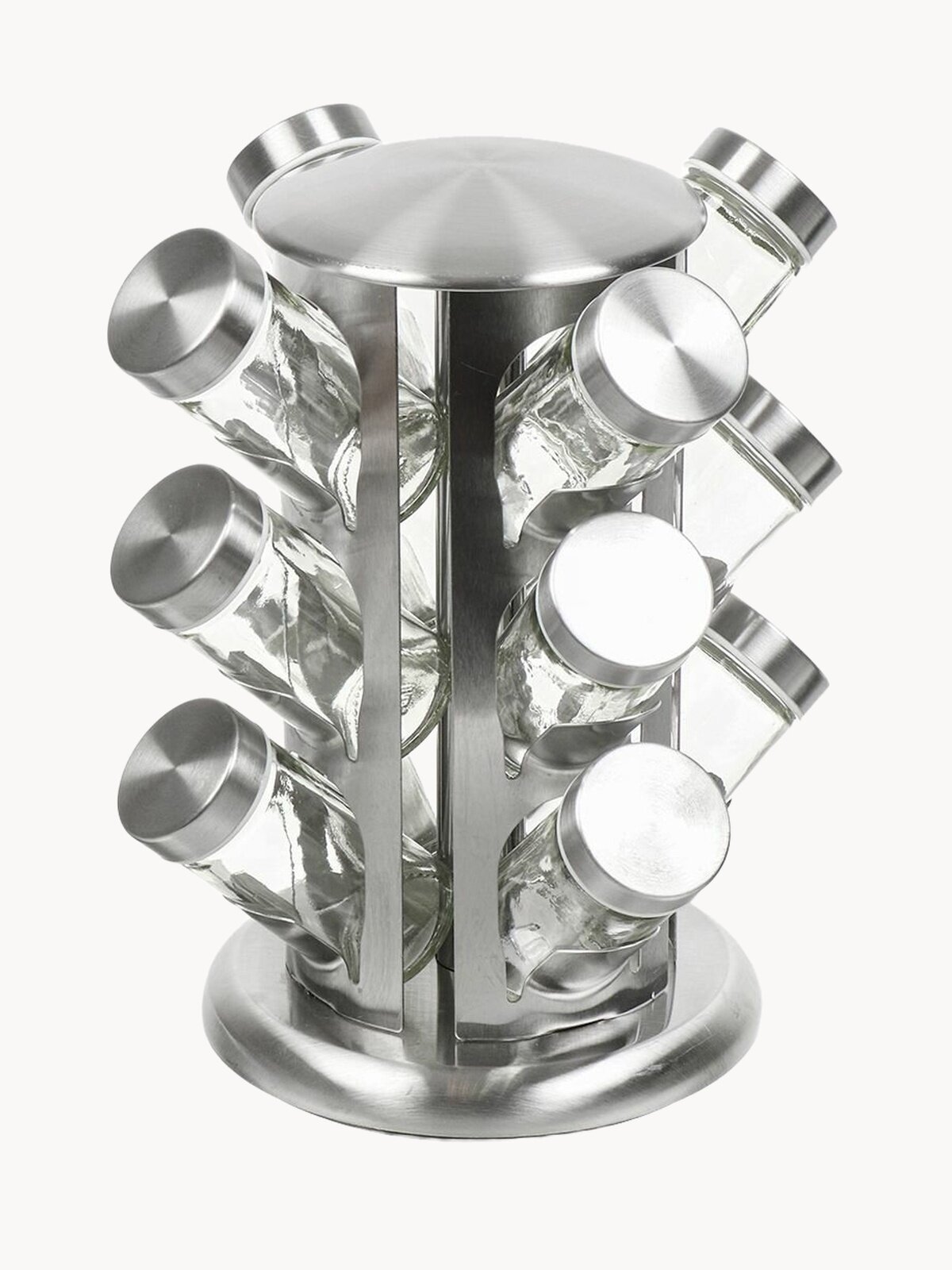 Набор для специй из стекла и нержавеющей стали, 12 штук на подставке, серебристый, Y4-5662