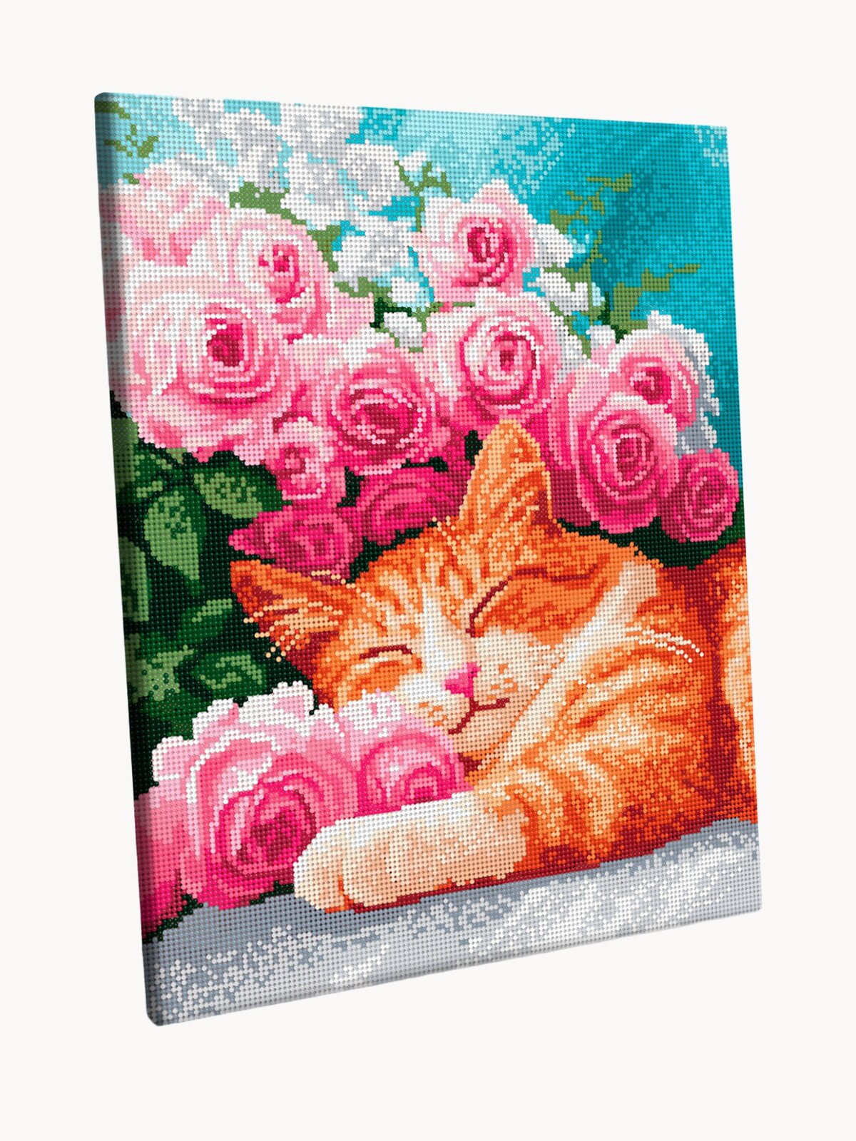 Алмазная мозаика на подрамнике 40х50 см "Сон в букете роз" Алмазная вышивка. Картина стразами.