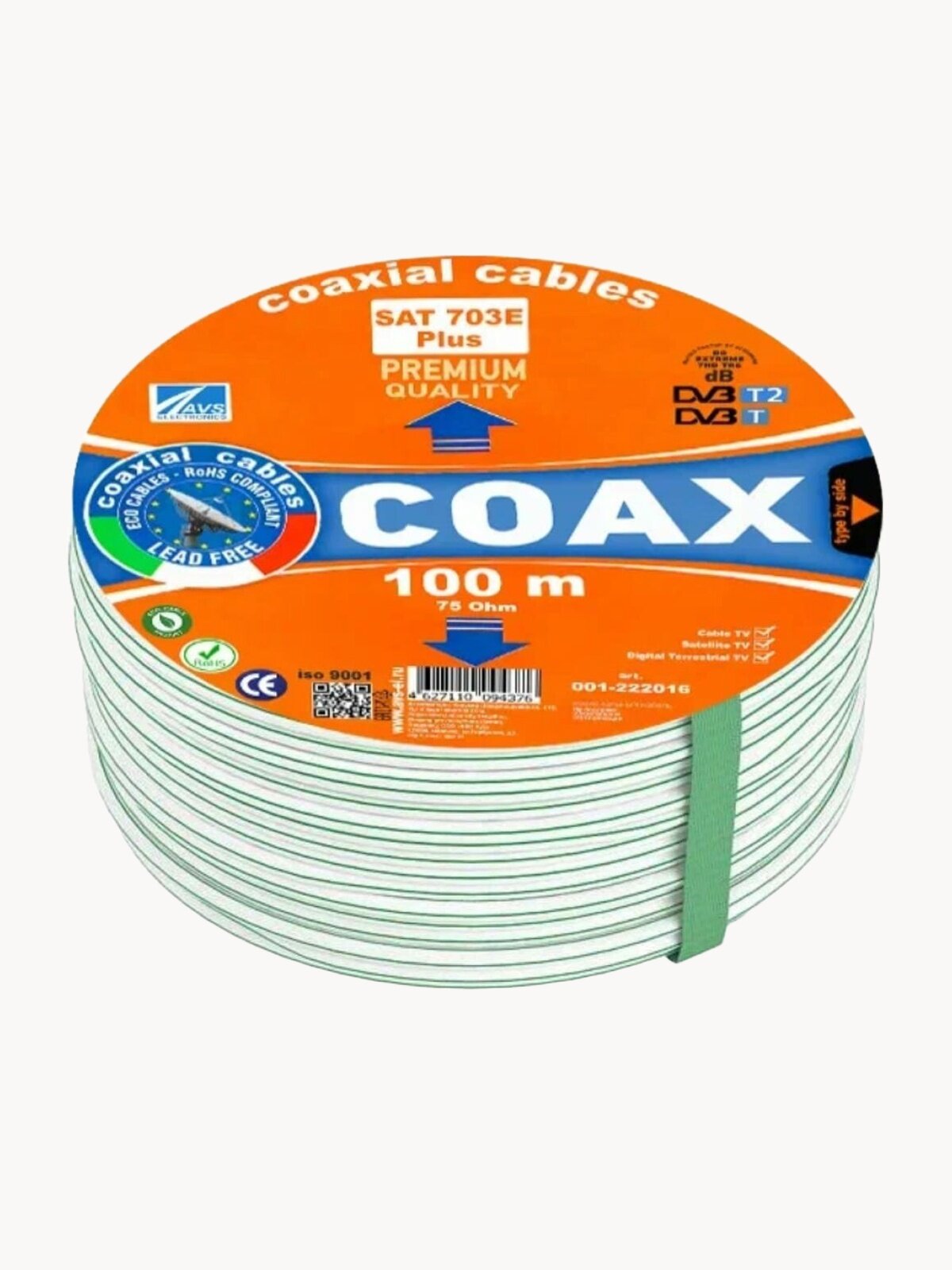 Коаксиальный телевизионный кабель SAT 703E Plus, CCS, внутренний, 100 м