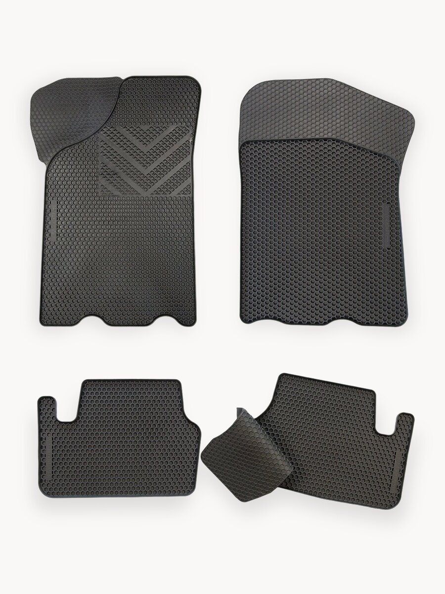 Коврики Автодрайвер для ВАЗ Lada Priora Лада Приора 2007-2018 соты резиновые с бортом