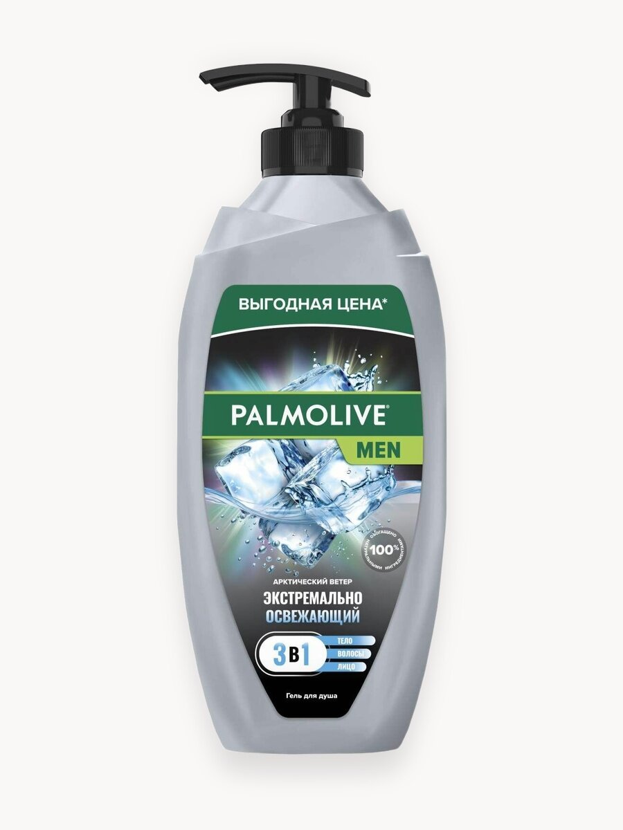 Гель для душа мужской Palmolive MEN Арктический ветер 3 в 1 для тела, волос и лица, 750 мл (2 шт)