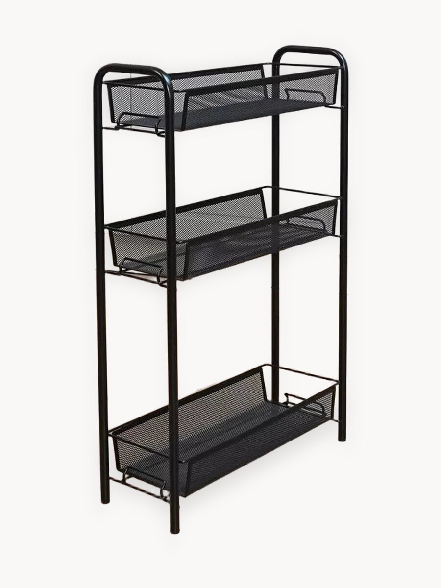 Этажерка для кухни узкая напольная металлическая