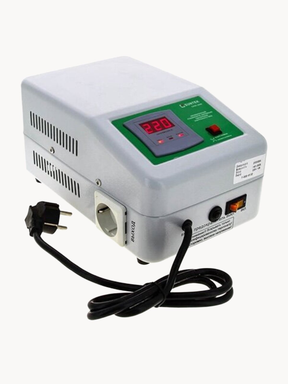 Стабилизатор напряжения SUNTEK 2000 ВА, защита от помех, мгновенное срабатывание