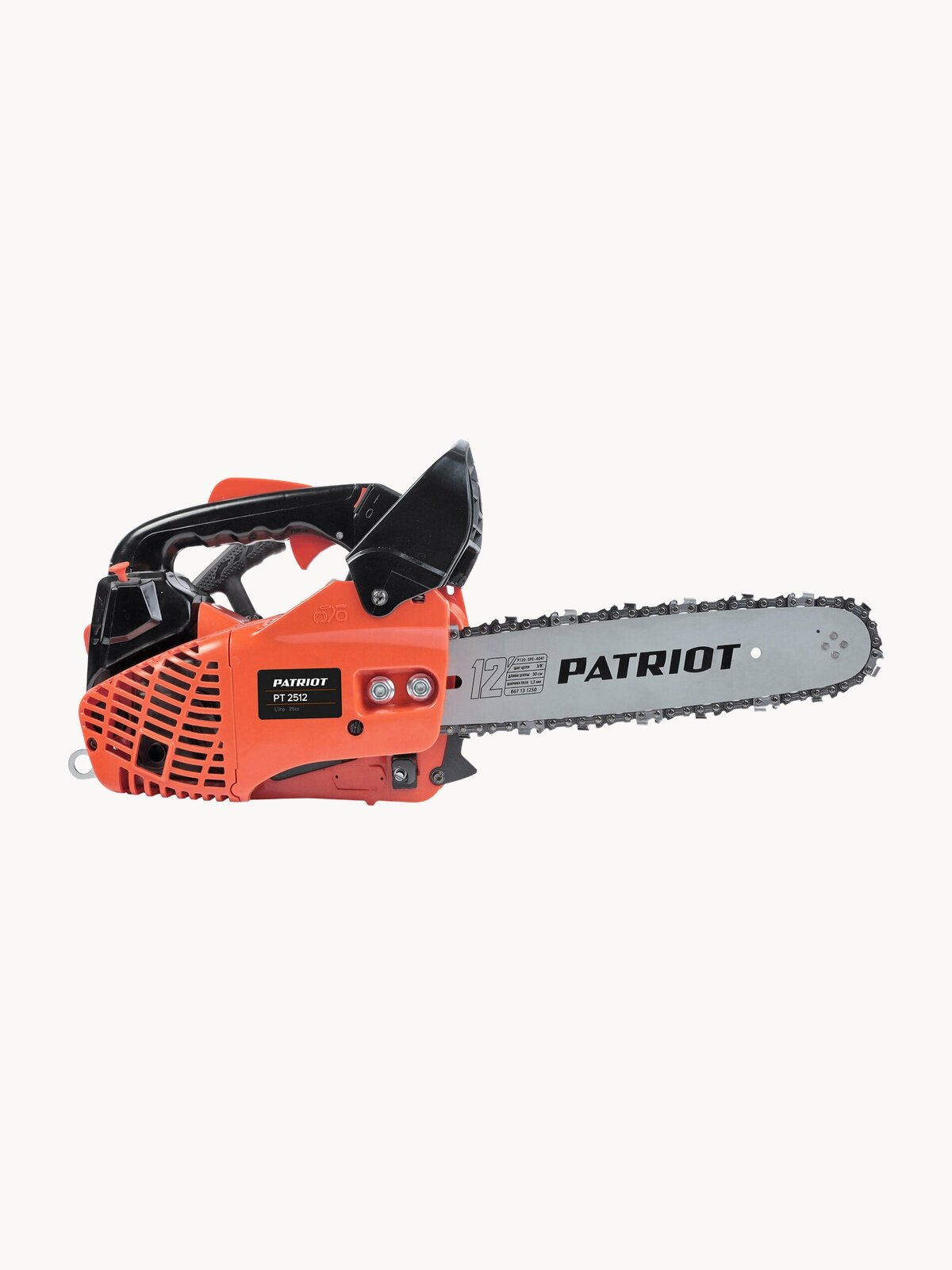 Пила цепная PATRIOT PT 2512 бензиновая 1,3 лс, 25 см3 шина 12", шаг 3/8 цепь 44 зуб/1,3 мм