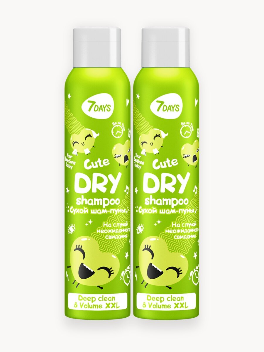7DAYS Сухой шампунь для объема волос, для всех типов волос, набор 2 шт CUTE 2в1 XXL объём и очищение