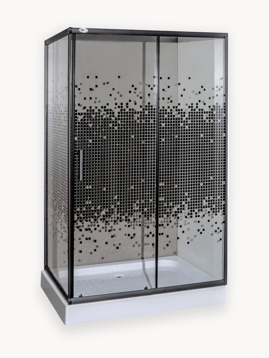 Душевой уголок COSTABELL SW-8021BM black 1200X800X1950 мм, стекло мозаика, с поддоном
