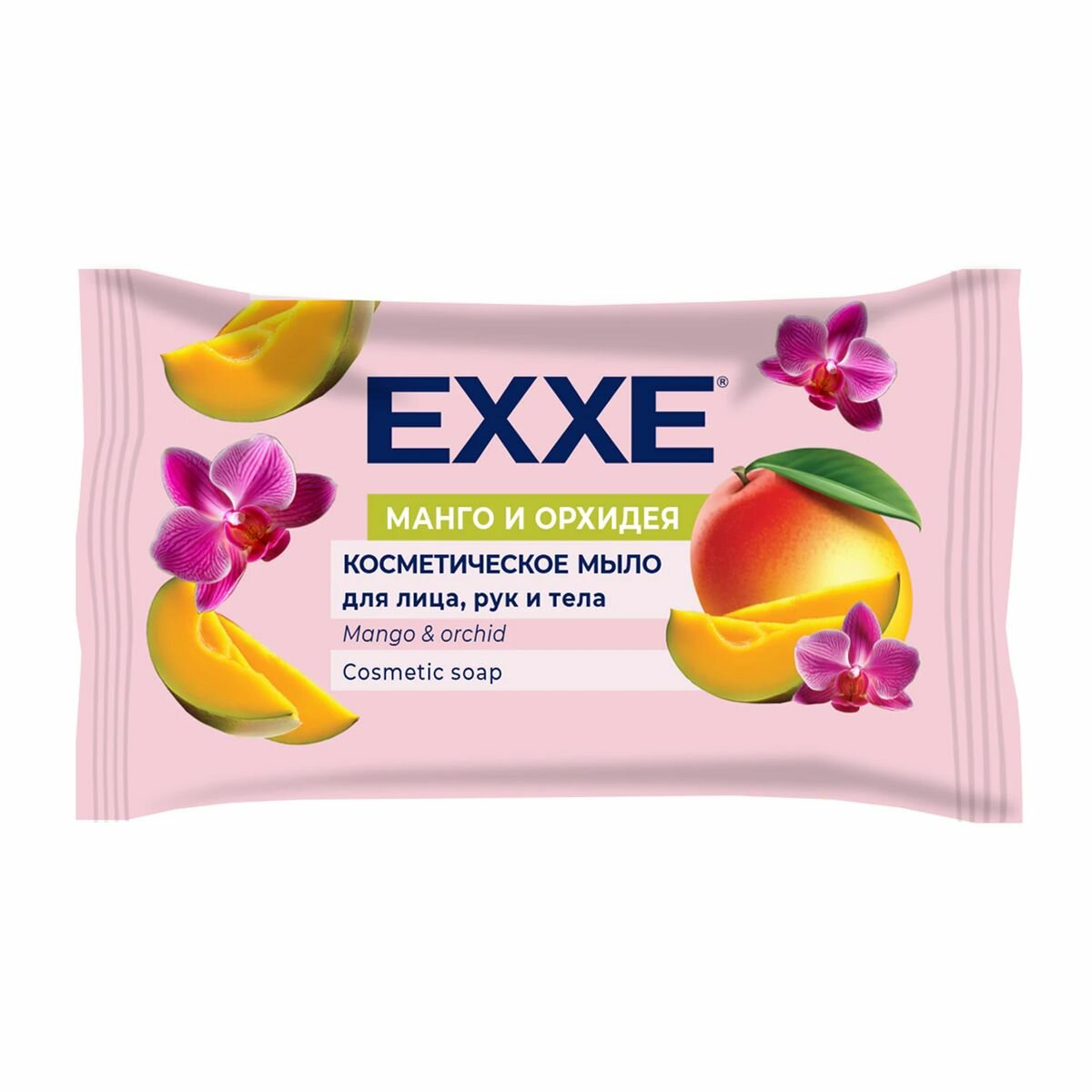 Мыло-крем туалетное косметическое Exxe "Манго и орхидея", флоу-пак, 75г (С0007382)