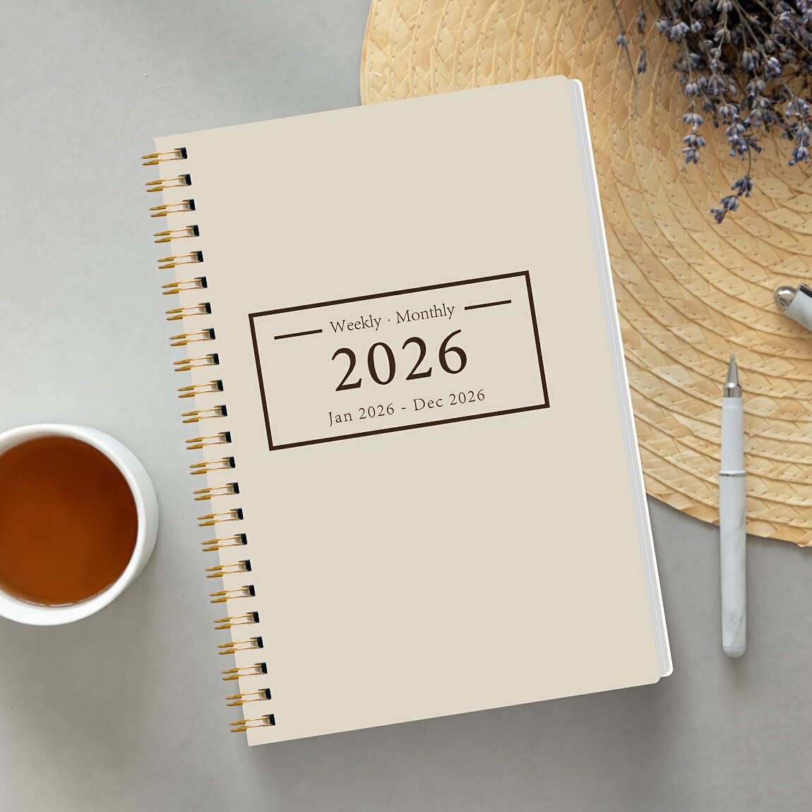 Планер-ежедневник на 2026 год, А5, спиральный переплет, толстая бумага, скругленные углы, цвет хаки