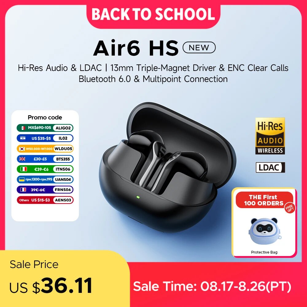 SOUNDPEATS Air6 HS беспроводные наушники Bluetooth 6.0 Blue