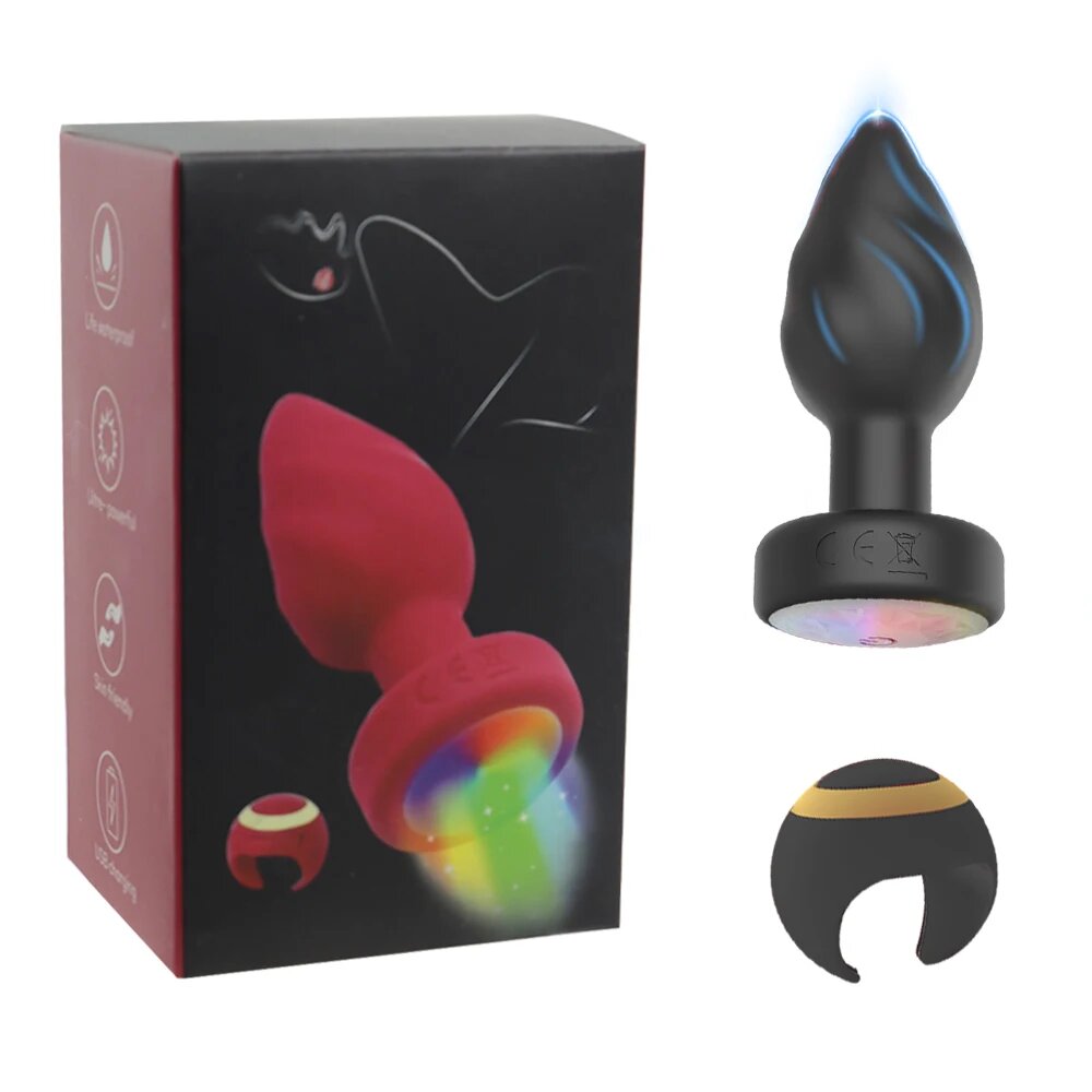 Светящаяся анальная пробка, вибратор, кольцо с дистанционным управлением, массажер простаты, вагинальная Анальная пробка, стимулятор для взрослых, пары, секс-игрушки для женщин Black-Box