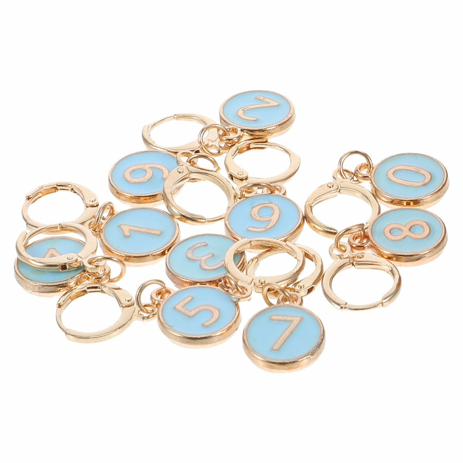 Комплект миниатюрных счётчиков рядов для вязания из сплава голубого цвета для рукоделия