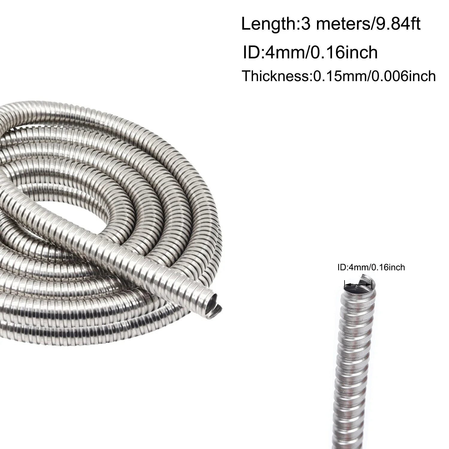 Гофрированный шланг из нержавеющей стали 304, 4mm, 3 метра