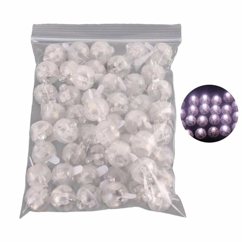 Светящиеся лампы для шаров, аксессуары для девочек и мальчиков, 50 шт, Белый