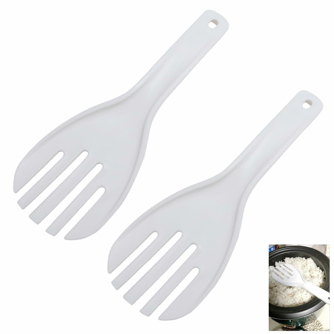 Домашняя пластиковая рыхлая ложка для риса ресторанная столовая лопатка для риса электрорисоварка толстая большая вилка для риса антипаводковая лопатка для риса (2 штуки)