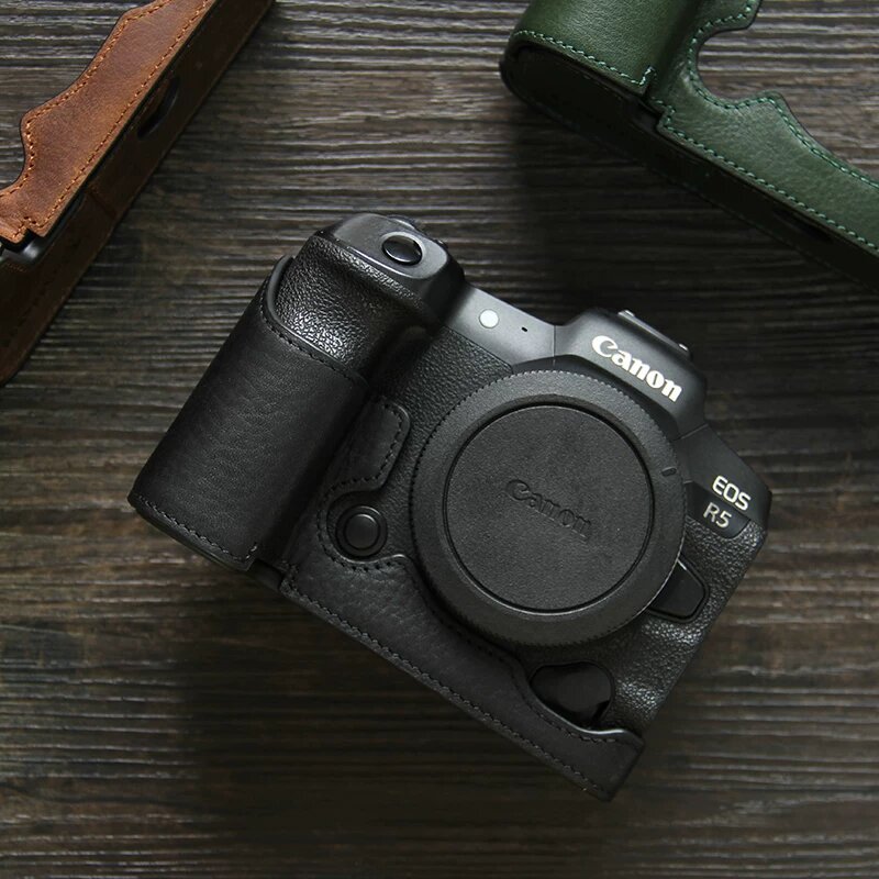 Черный с черными полосками, кожаная подставка для Canon EOS R5 R6 R6II из верхней кожи