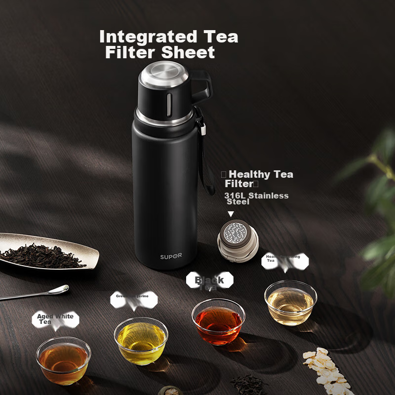 SUPOR Insulated Mug, 316L Stainless Steel, Large Capacity Water Bottle, for Men And Women, Outdoor Insulated Dual-Use Cup, 700ml, Silver