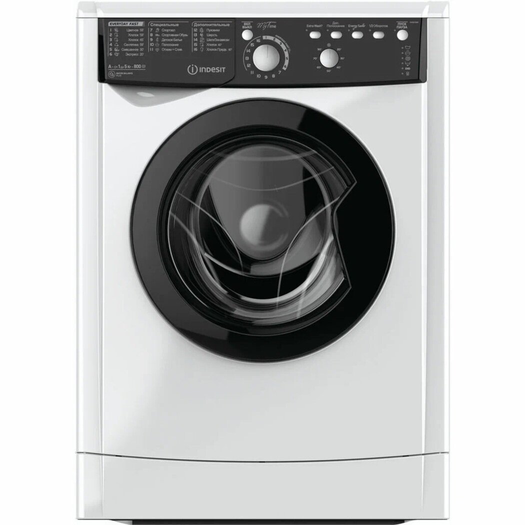 Стиральная машина Indesit EWSB 5085 BK CIS, 5 кг белья, 800 оборотов/минуту, 16 программ