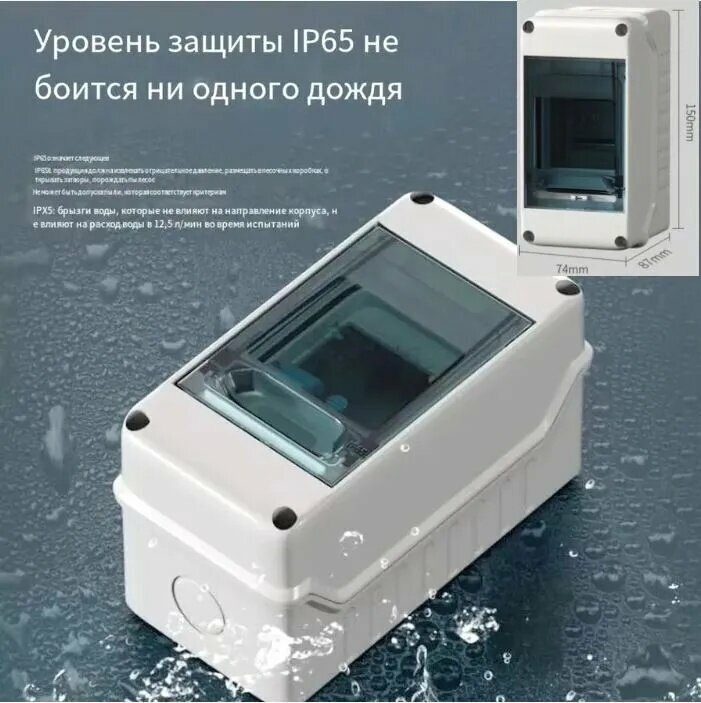 Бокс/ щиток электрический пластиковый для автоматов, щит распределительный навесной 3 модулей 65IP