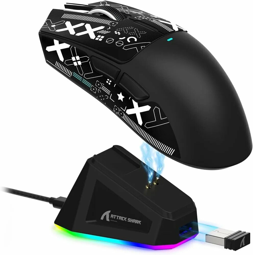 ATTACK SHARK Игровая мышь беспроводная ATTACK SHARK X11, черный матовый, черный