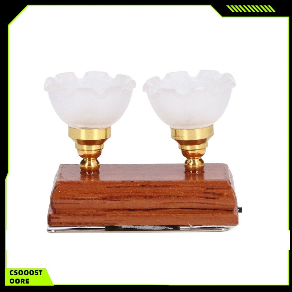 Потолочный светильник для кукольного домика 1:12, на батарейках, светодиодный, с двумя плафонами