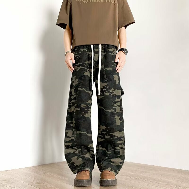 JYL Джинсы Карго Камуфляж Осень Нисше Высокий Улица Деним, Размер_XL