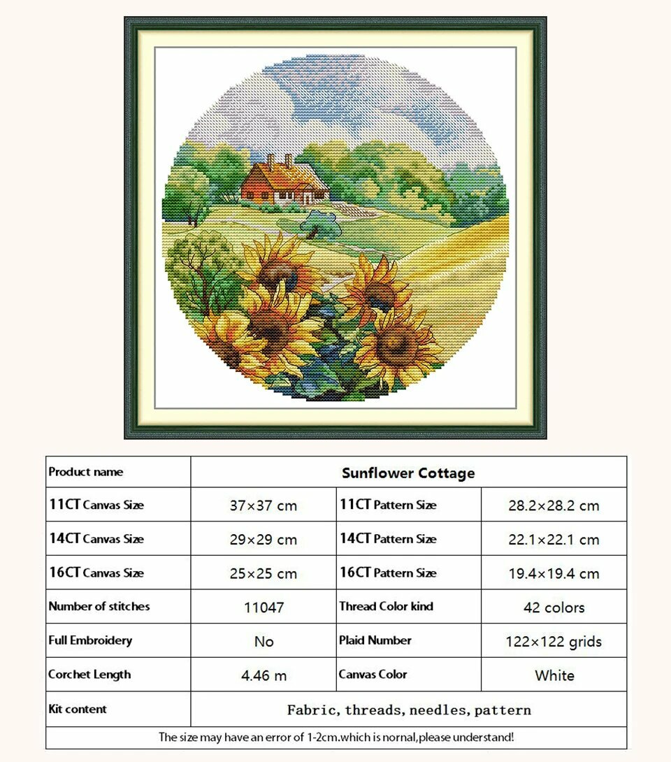 Набор для вышивки крестом Joy Sunday "Подсолнух и коттедж" Sunflower Cottage, 14CT HD printed