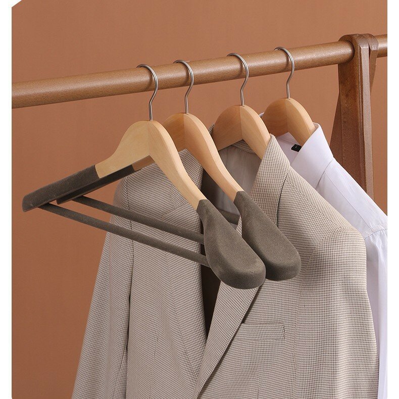 Бревно с широким плечом флокирующая Вешалка из цельного дерева, пальто, нескользящее плечо, бесшовная Бытовая вешалка