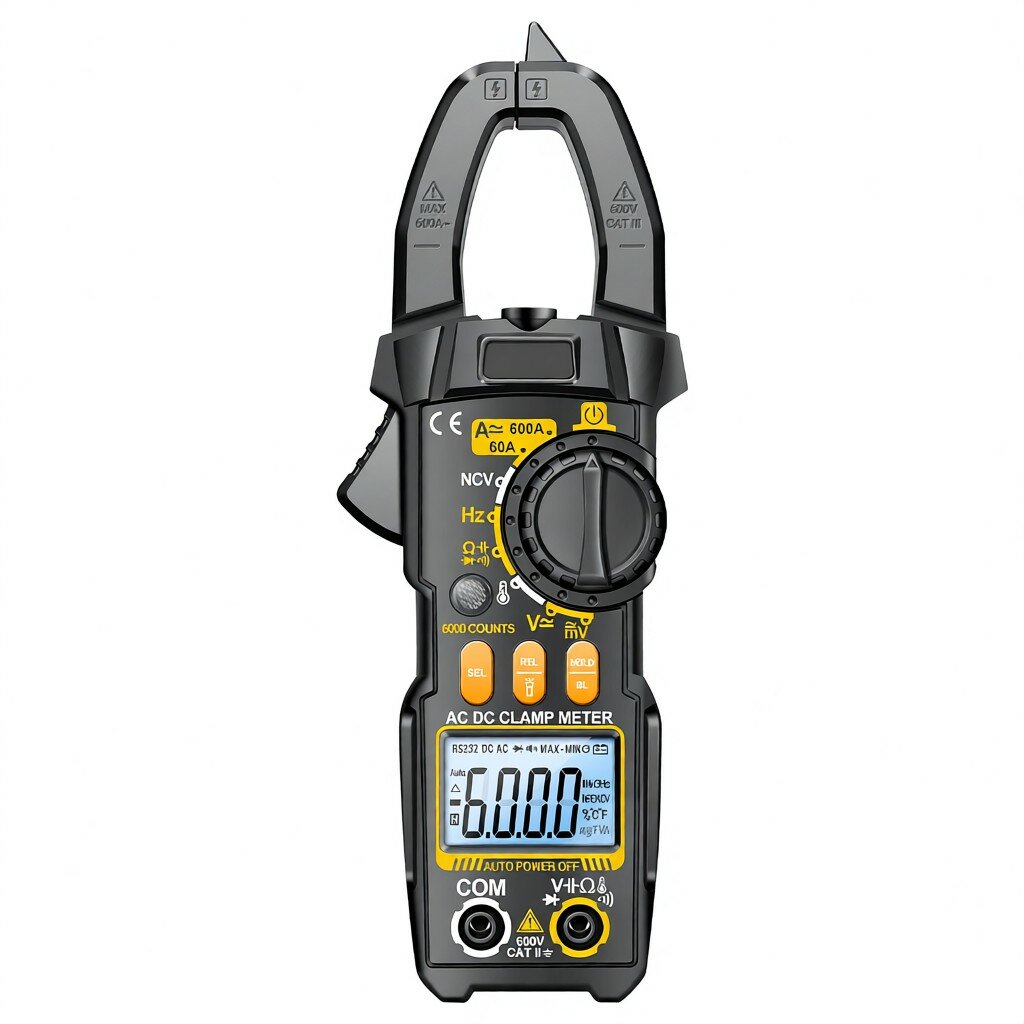 Клешневой мультиметр ANENG PN108 цифровой 6000 counts для измерения напряжения тока температуры Hz Ом ёмкости с диодным тестером LCD-дисплеем черный красный ABS 195x69.5x35mm 174g