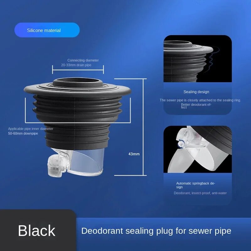 Силиконовое уплотнительное кольцо для канализационной трубы, пробка для водопроводной трубы, слив пола, анти-запах, канализационная труба, аксессуары для ванной комнаты